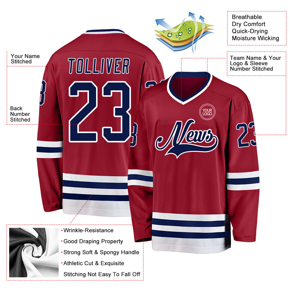 Custom Maroon Navy-White Hockey Jersey Free Shipping – Fiitg