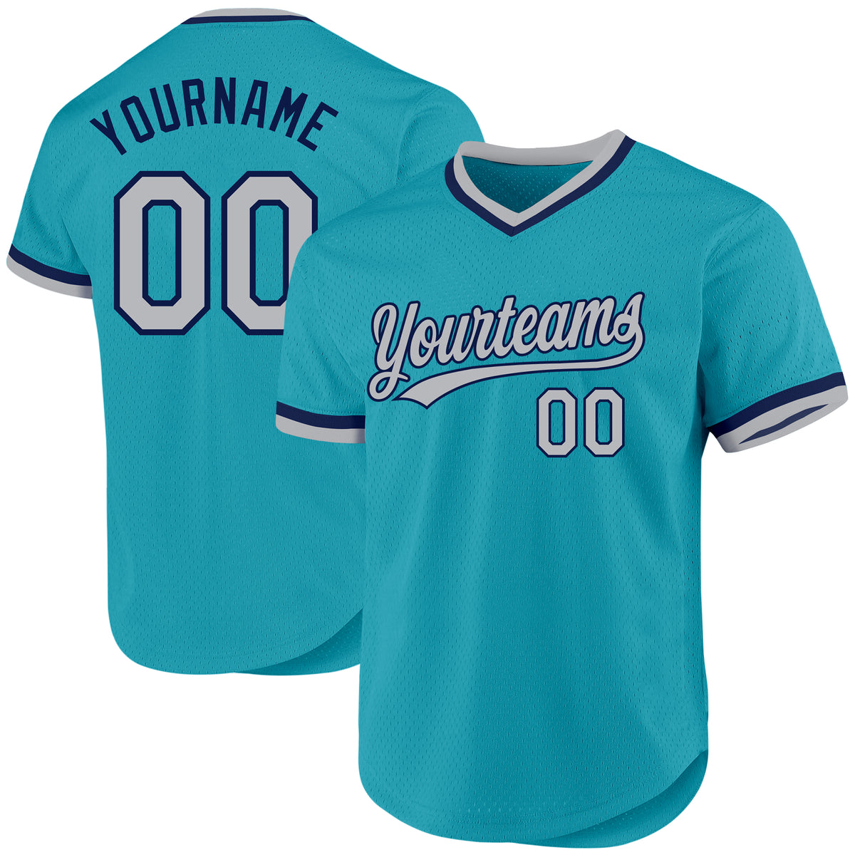 Custom Teal Gray-Navy Authentic Throwback Baseball Jersey Free Shipping ...