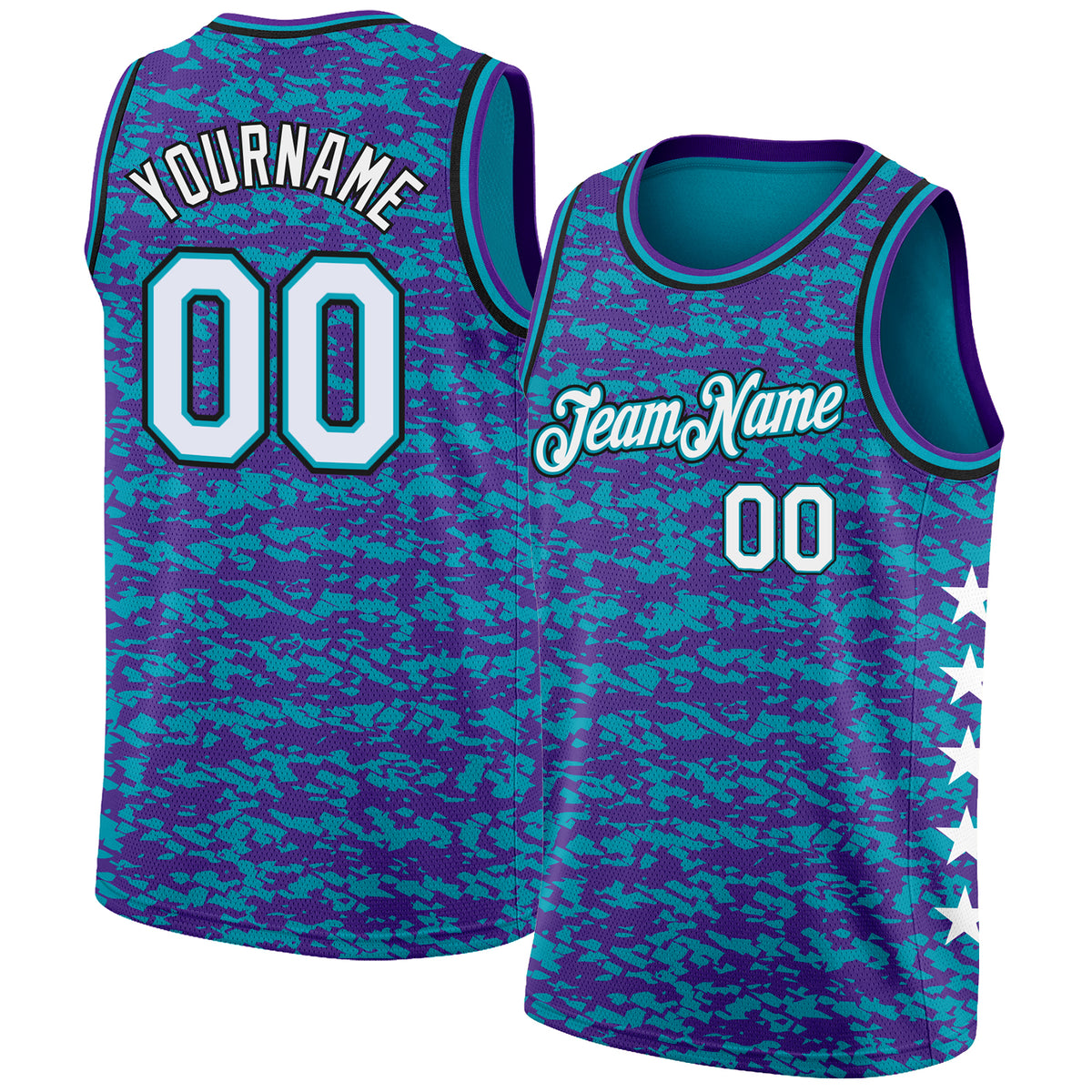 Custom Teal White Purple-Black Authentic City Edition Basketball Jersey ...