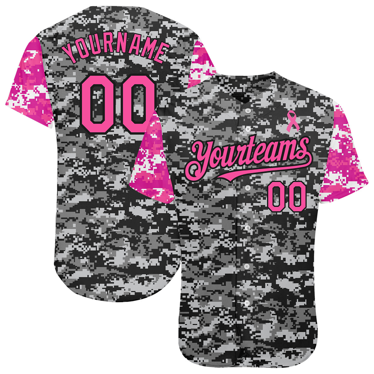 Custom Camo Pink-Black 3D Pink Ribbon Breast Cancer Awareness Month Wo ...
