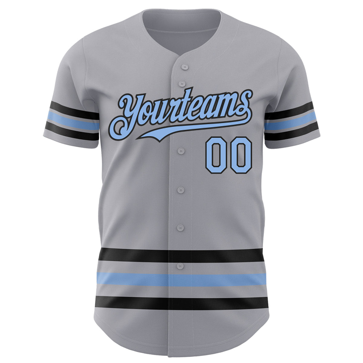 Custom Gray Light Blue-Black Stripes Authentic Baseball Jersey Free ...