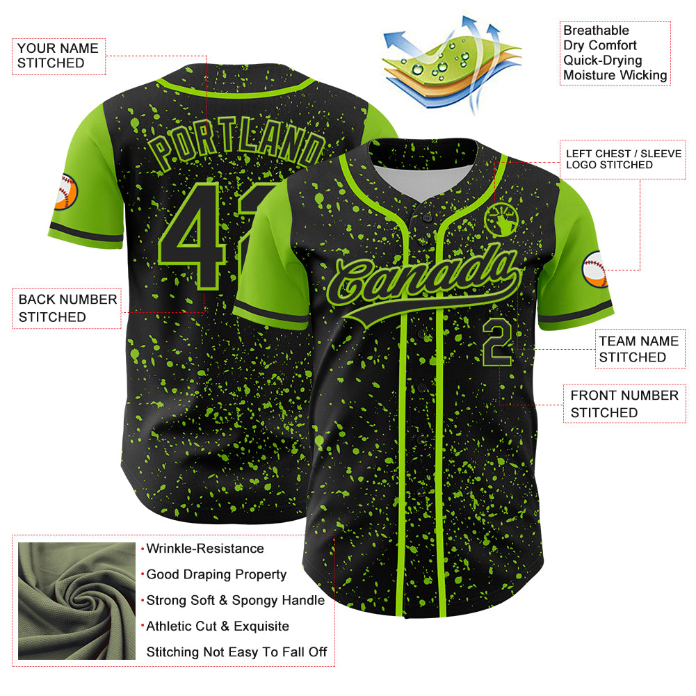 Custom Black Neon Green 3D Pattern Design Abstract Splatter Ink ...