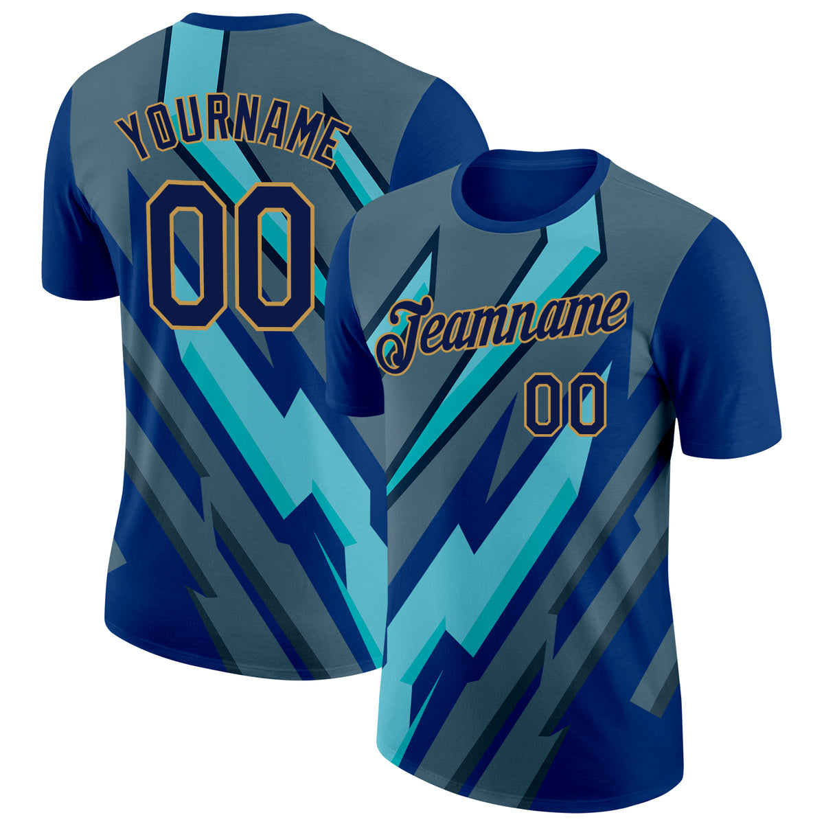 Custom US Navy Blue Navy-Old Gold 3D Esports Performance T-Shirt Free ...