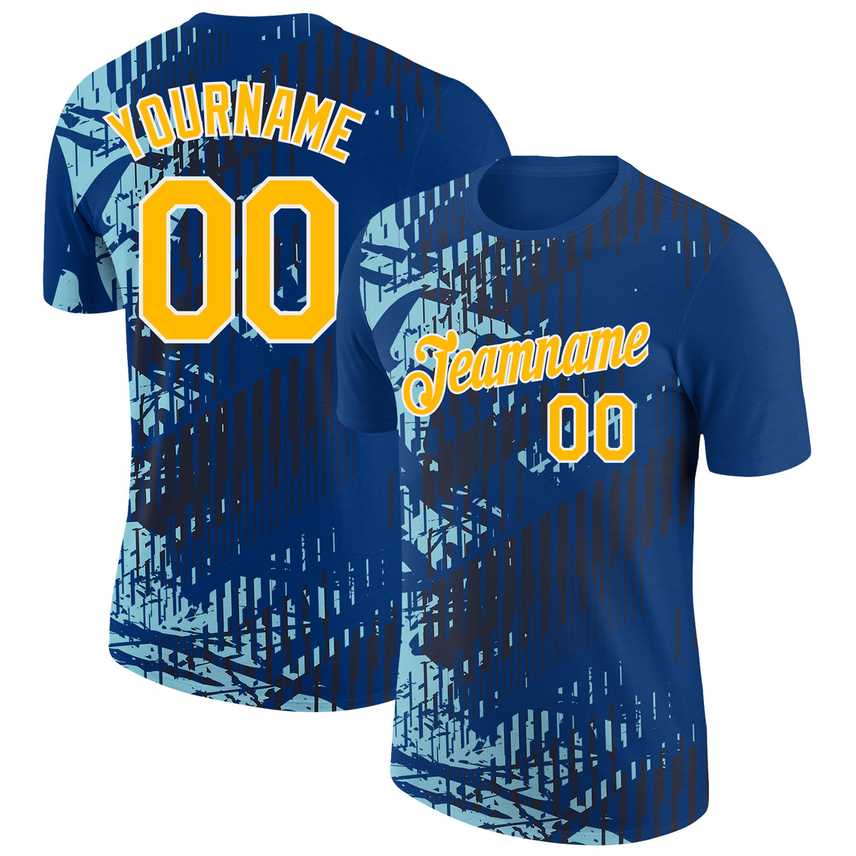 Custom US Navy Blue Gold Black-Ice Blue 3D Esports Performance T-Shirt ...