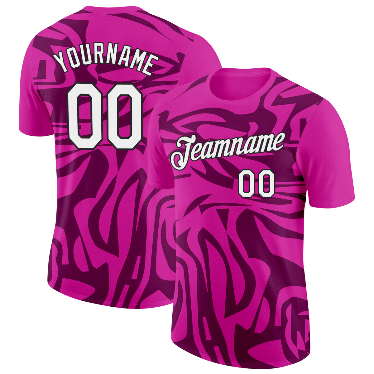 Custom Deep Pink White-Black 3D Esports Performance T-Shirt Free ...