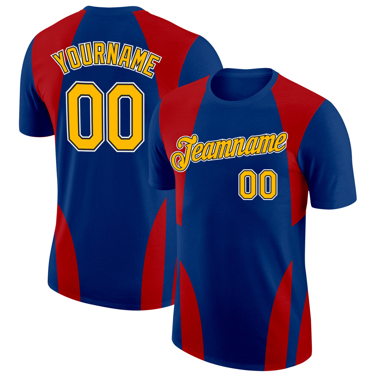 Custom US Navy Blue Gold Red-Black 3D Esports Performance T-Shirt Free ...