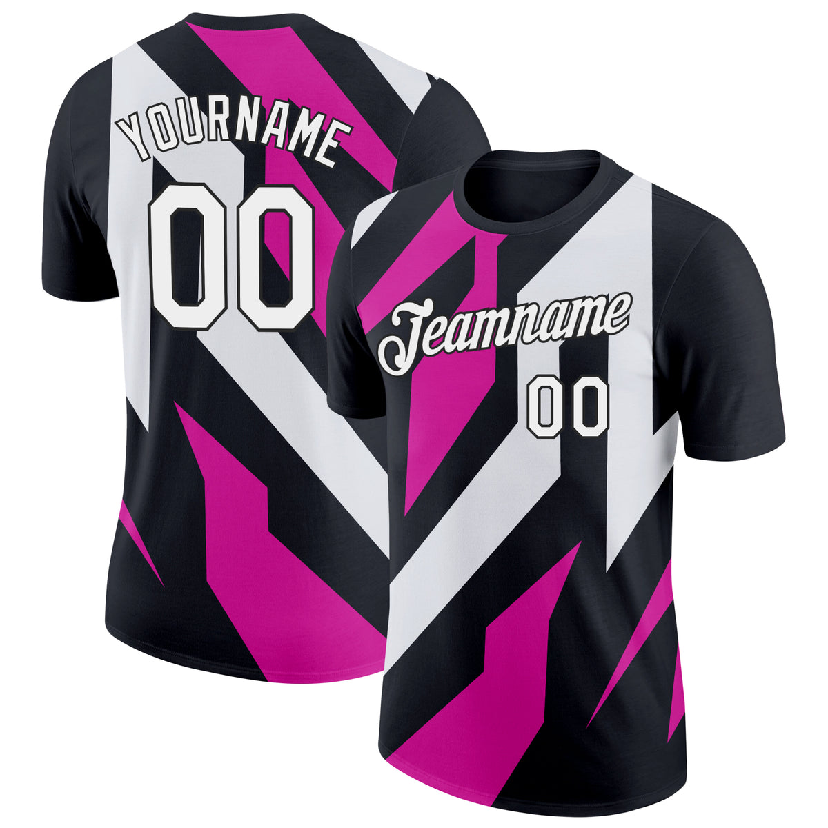 Custom Black White-Hot Pink 3D Esports Performance T-Shirt Free ...