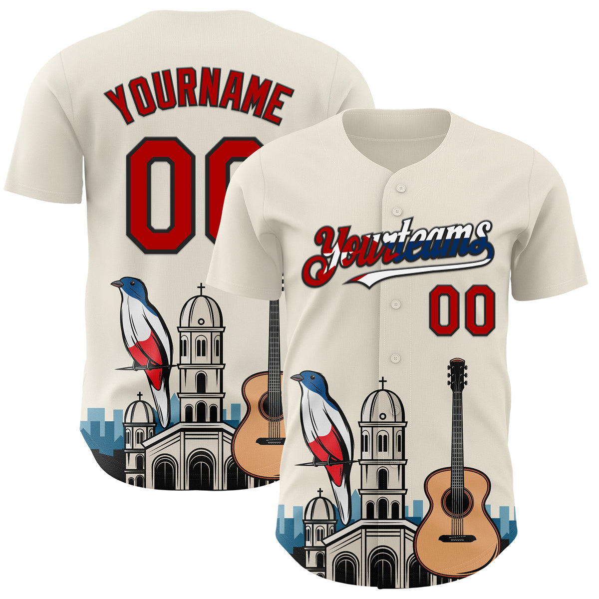 Custom Cream Red Black-Cuban Flag 3D Cuba Santiago Authentic Baseball ...