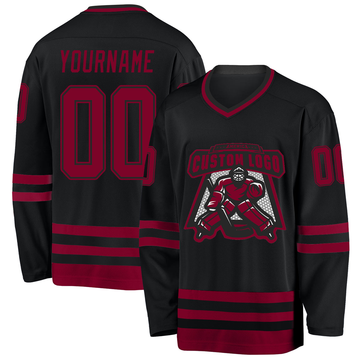 Custom Black Maroon Hockey Jersey Free Shipping – Fiitg