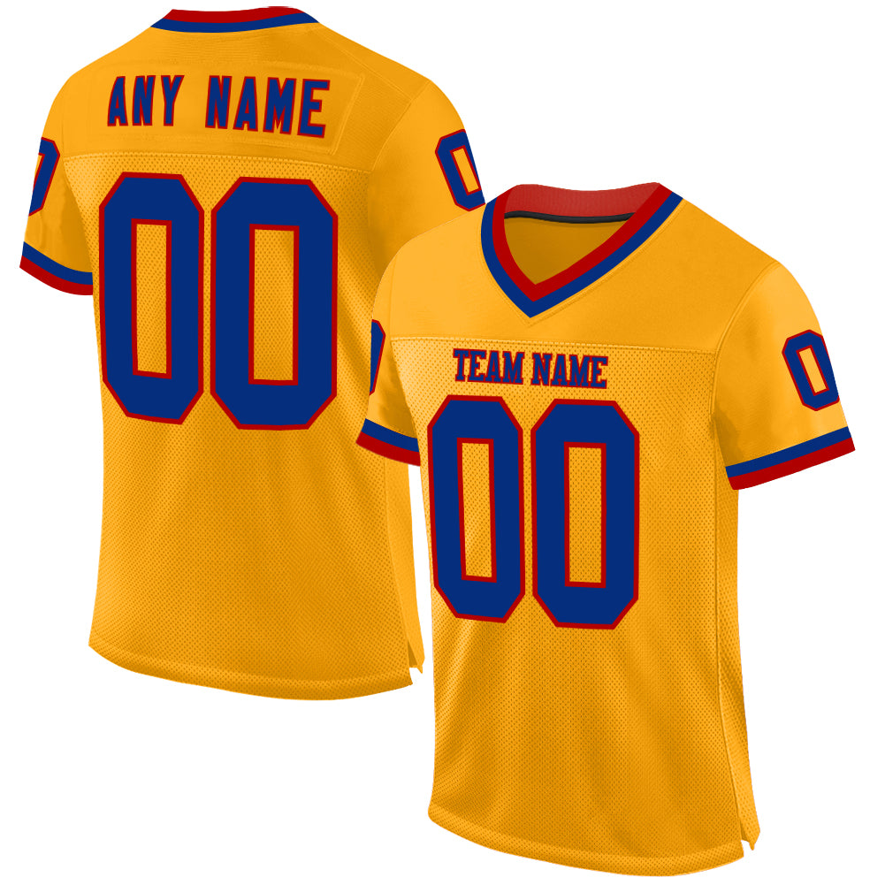 Custom Gold Royal-Red Mesh Authentic Throwback Football Jersey Free ...