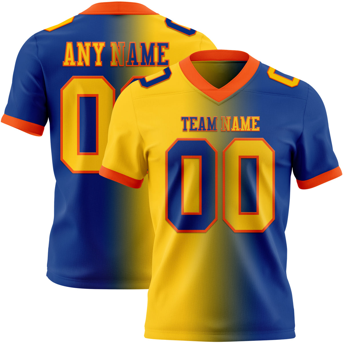 Custom Royal Yellow-Orange Mesh Authentic Gradient Fashion Football ...