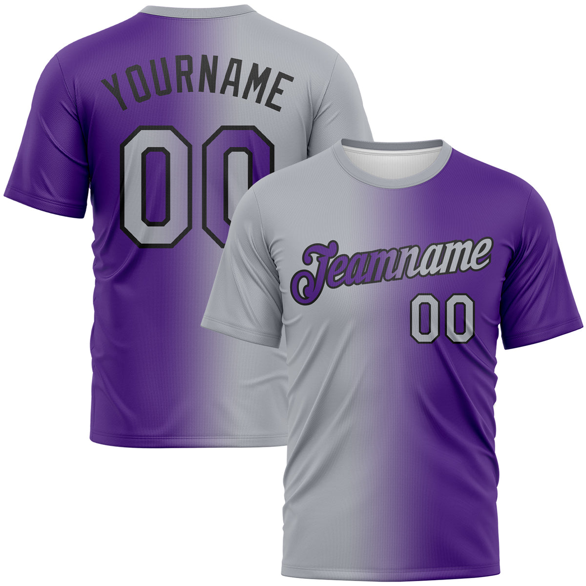 Custom Purple Gray-Black Gradient Fashion Performance T-Shirt Free ...