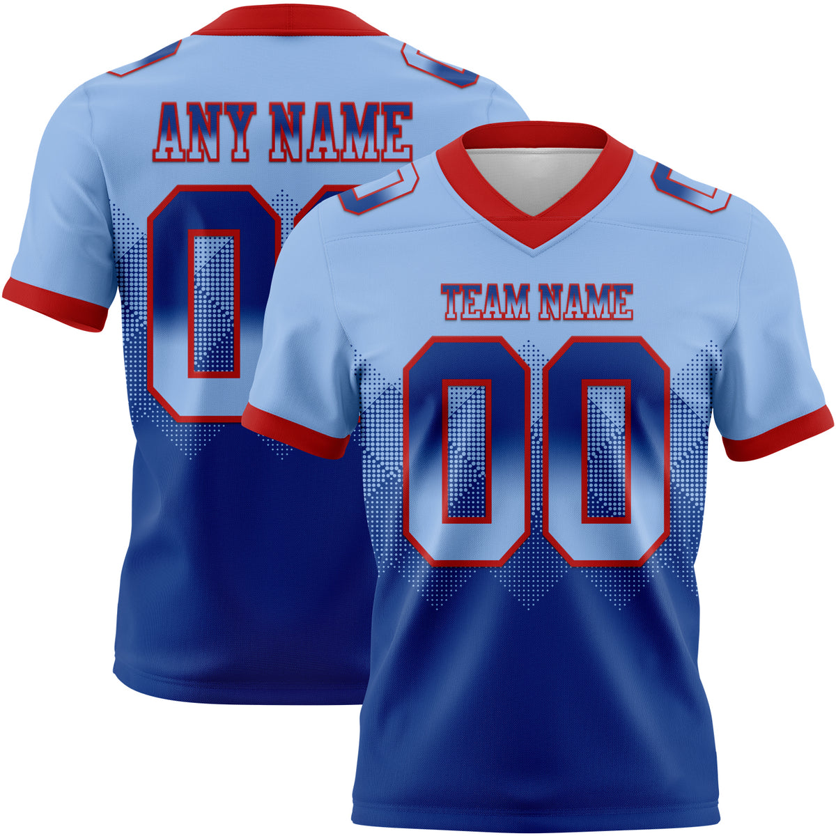 Custom Light Blue Royal-Red Mesh Authentic Gradient Square Shape Flag ...