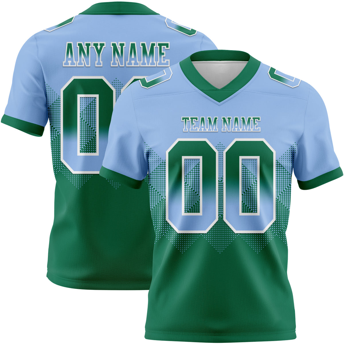 Custom Light Blue Kelly Green-White Mesh Authentic Gradient Square ...