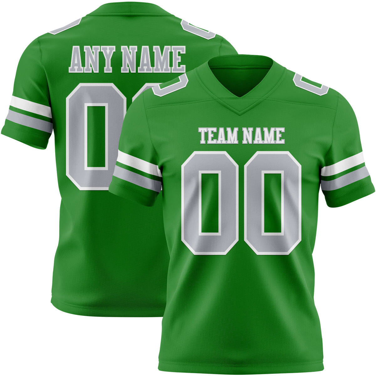 Custom Grass Green Gray-White Mesh Authentic Football Jersey Free ...