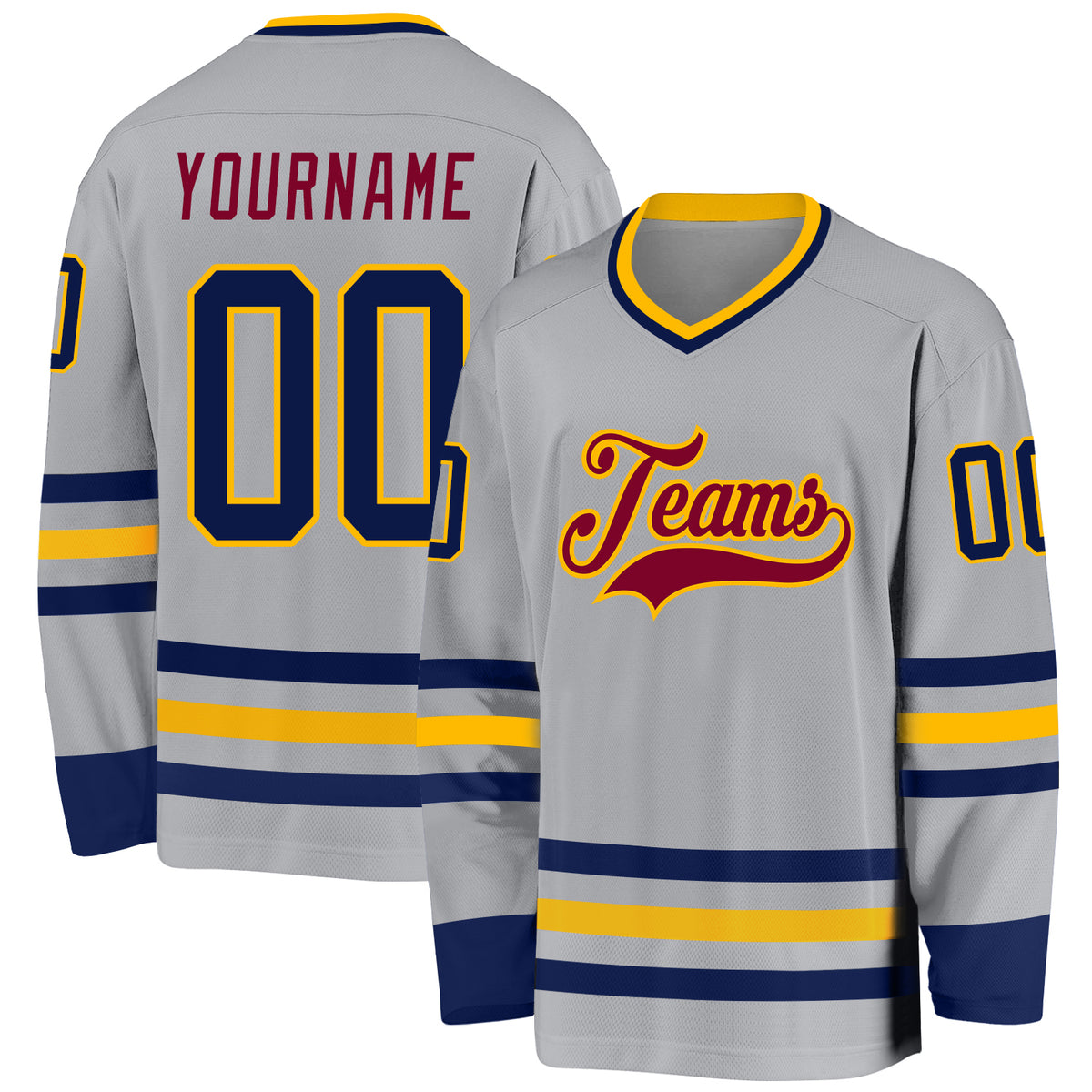Custom Gray Navy Gold-Maroon Hockey Jersey Free Shipping – Fiitg
