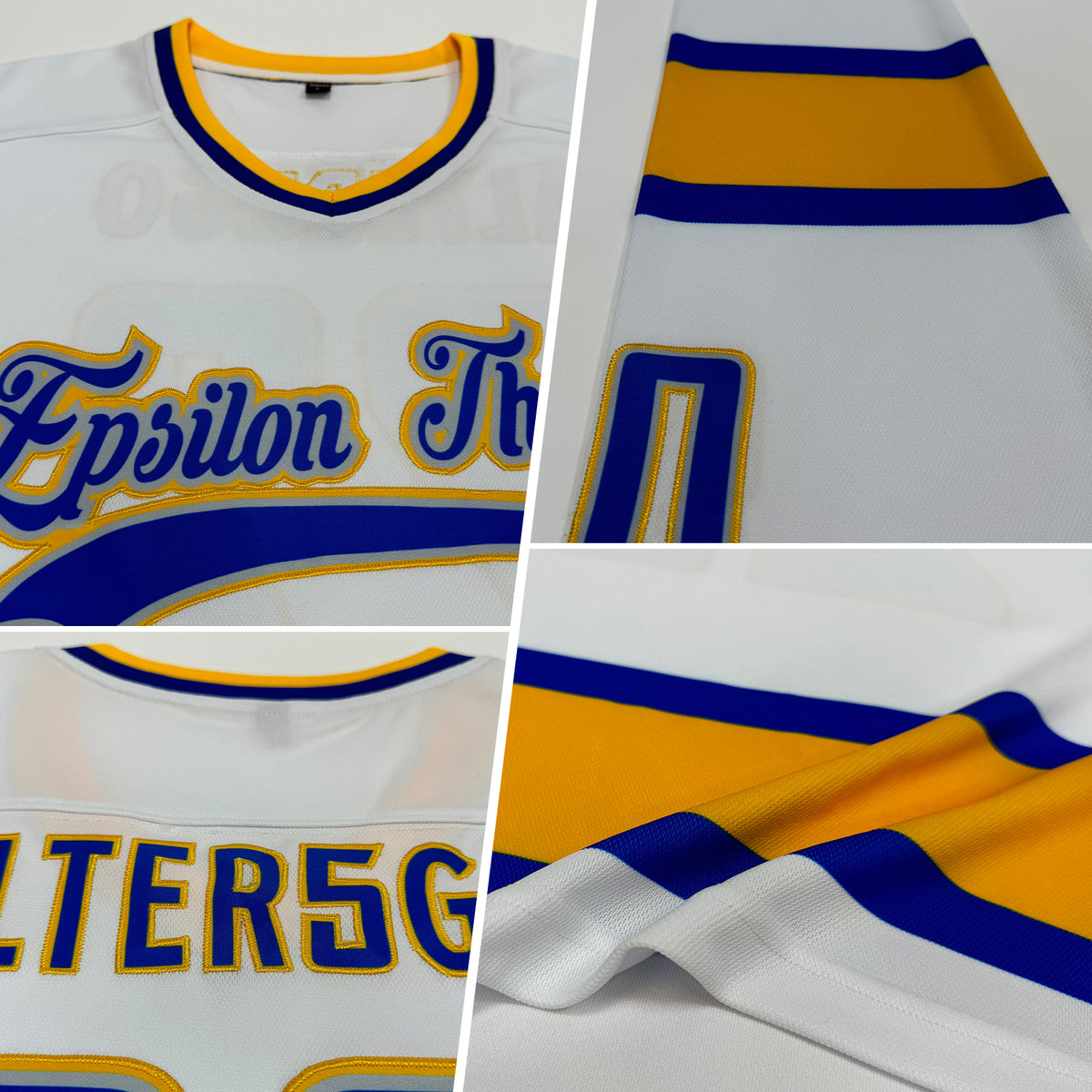 Custom White Royal-Gold Hockey Jersey Free Shipping – Fiitg