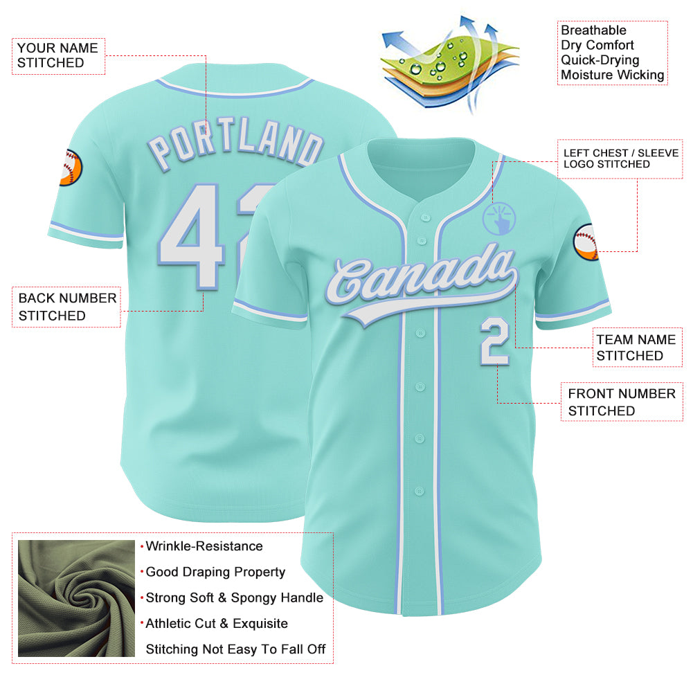 Custom Ice Blue White-Light Blue Authentic Baseball Jersey Free ...
