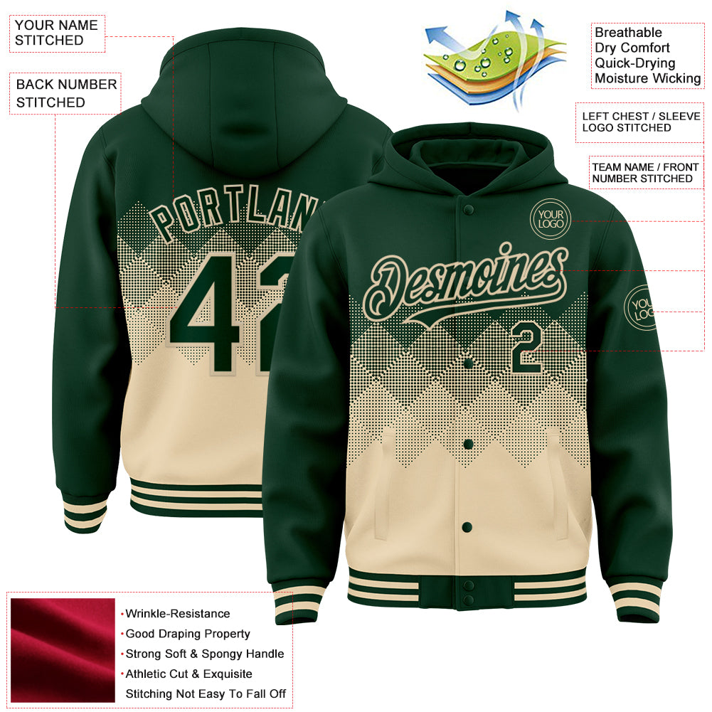 Custom Green Cream Gradient Square Shape 3D Pattern Design Bomber Full ...