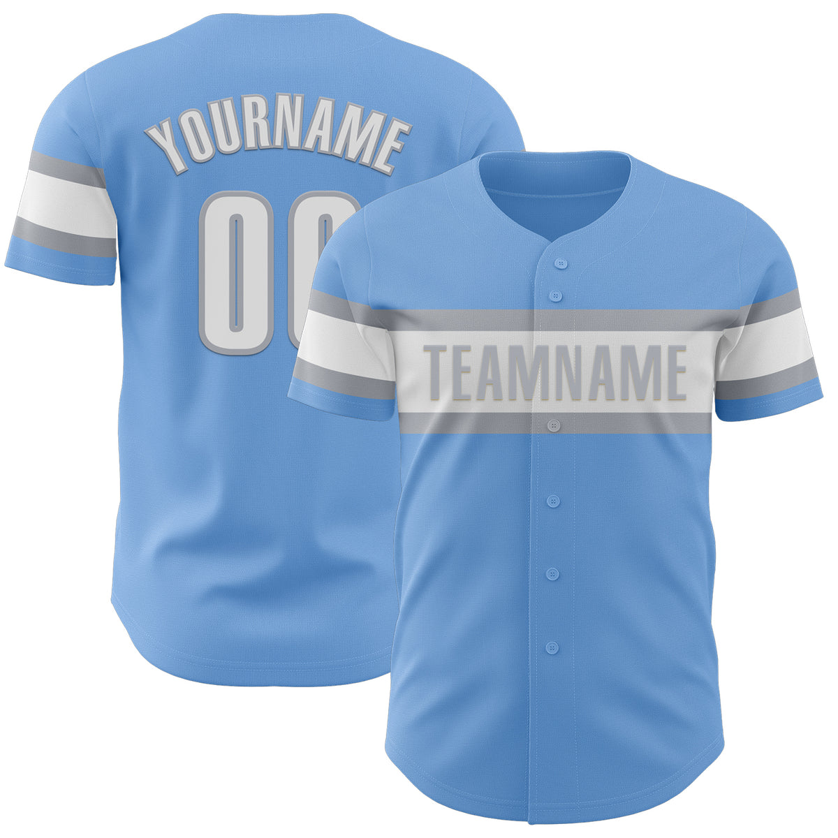 Custom Light Blue White-Gray Authentic Baseball Jersey Free Shipping ...