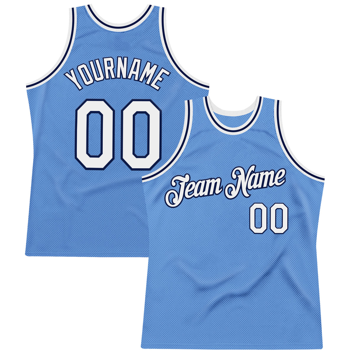 Custom Light Blue White-Navy Authentic Throwback Basketball Jersey Free ...