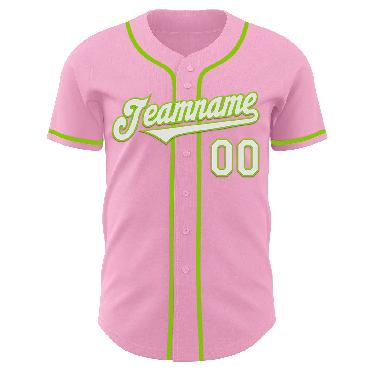 Custom Light Pink White-Neon Green Authentic Baseball Jersey Free ...