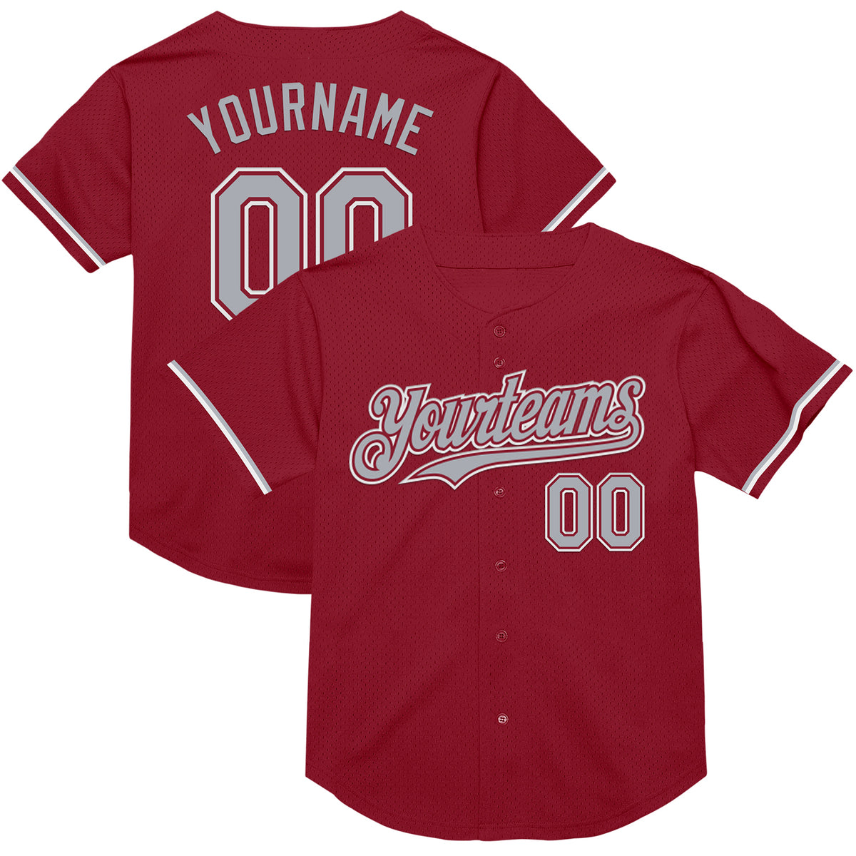 Custom Maroon Gray-White Mesh Authentic Throwback Baseball Jersey Free ...