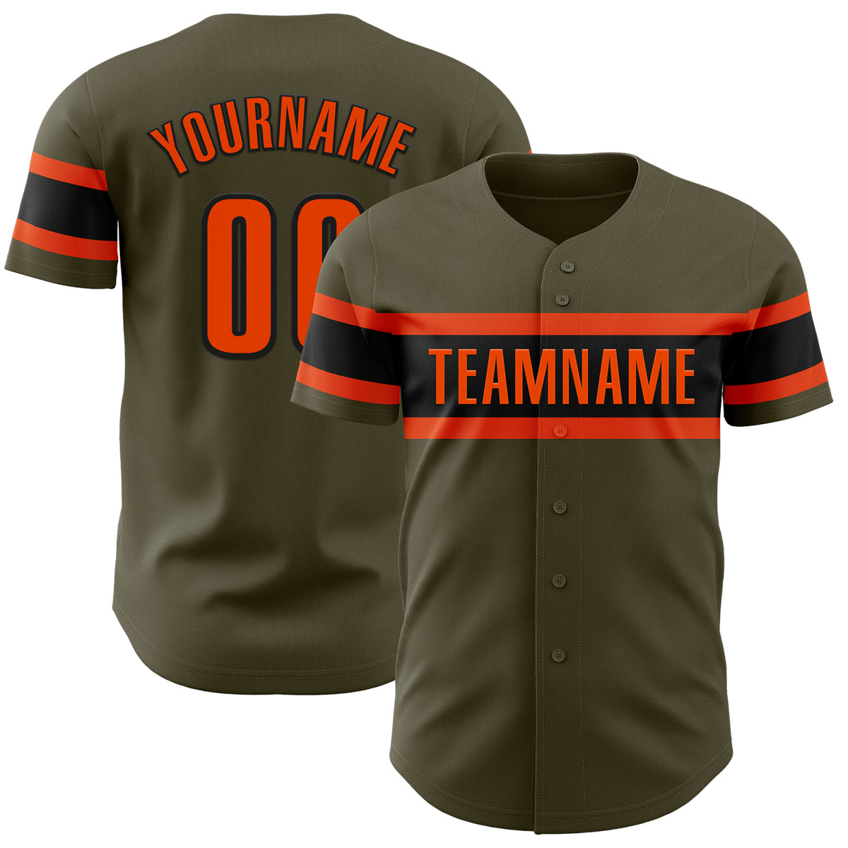 Custom Olive Orange-Black Authentic Salute To Service Baseball Jersey ...