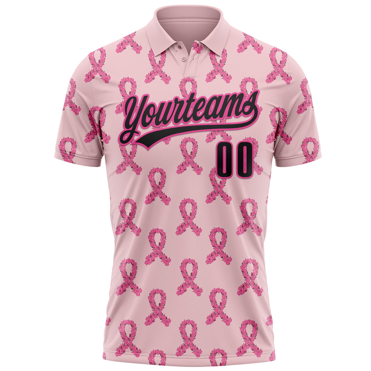 Custom Pink Black 3D Pink Ribbon Breast Cancer Awareness Month Women ...