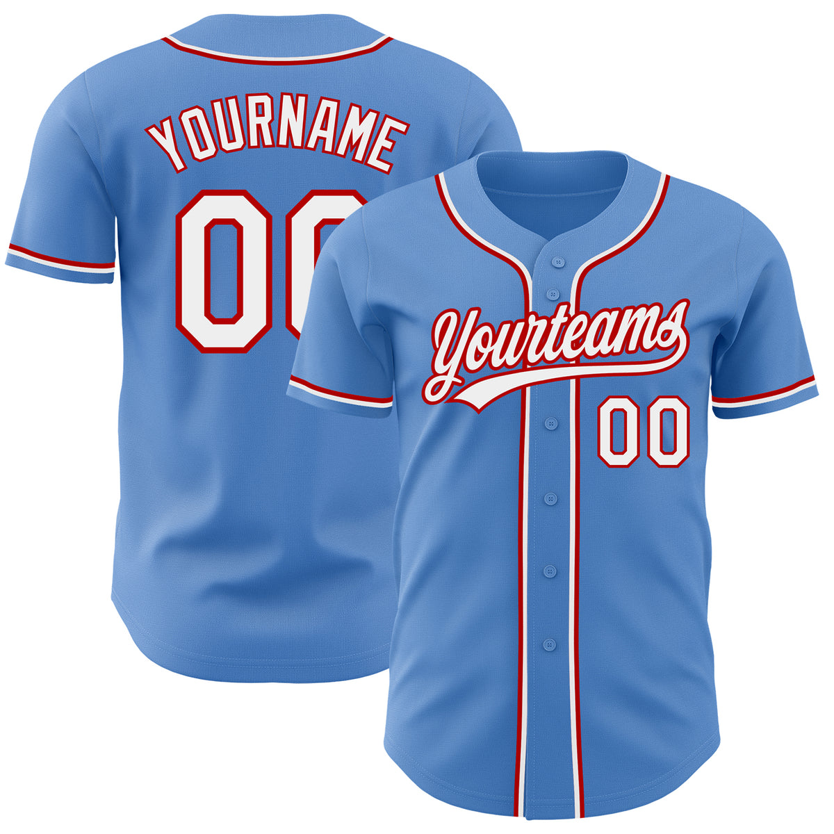Custom Powder Blue White-Red Authentic Baseball Jersey Free Shipping ...
