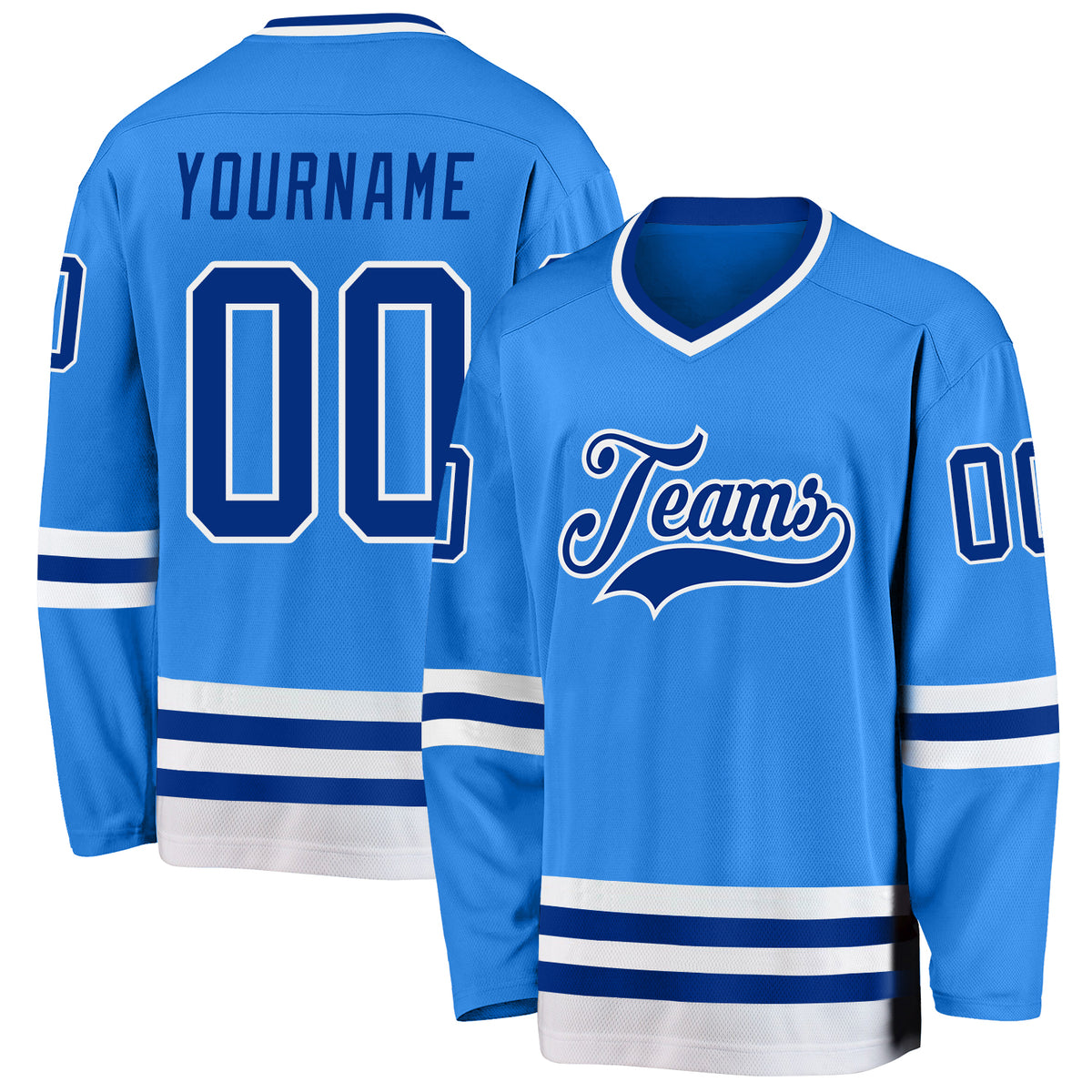 Custom Powder Blue Royal-White Hockey Jersey Free Shipping – Fiitg