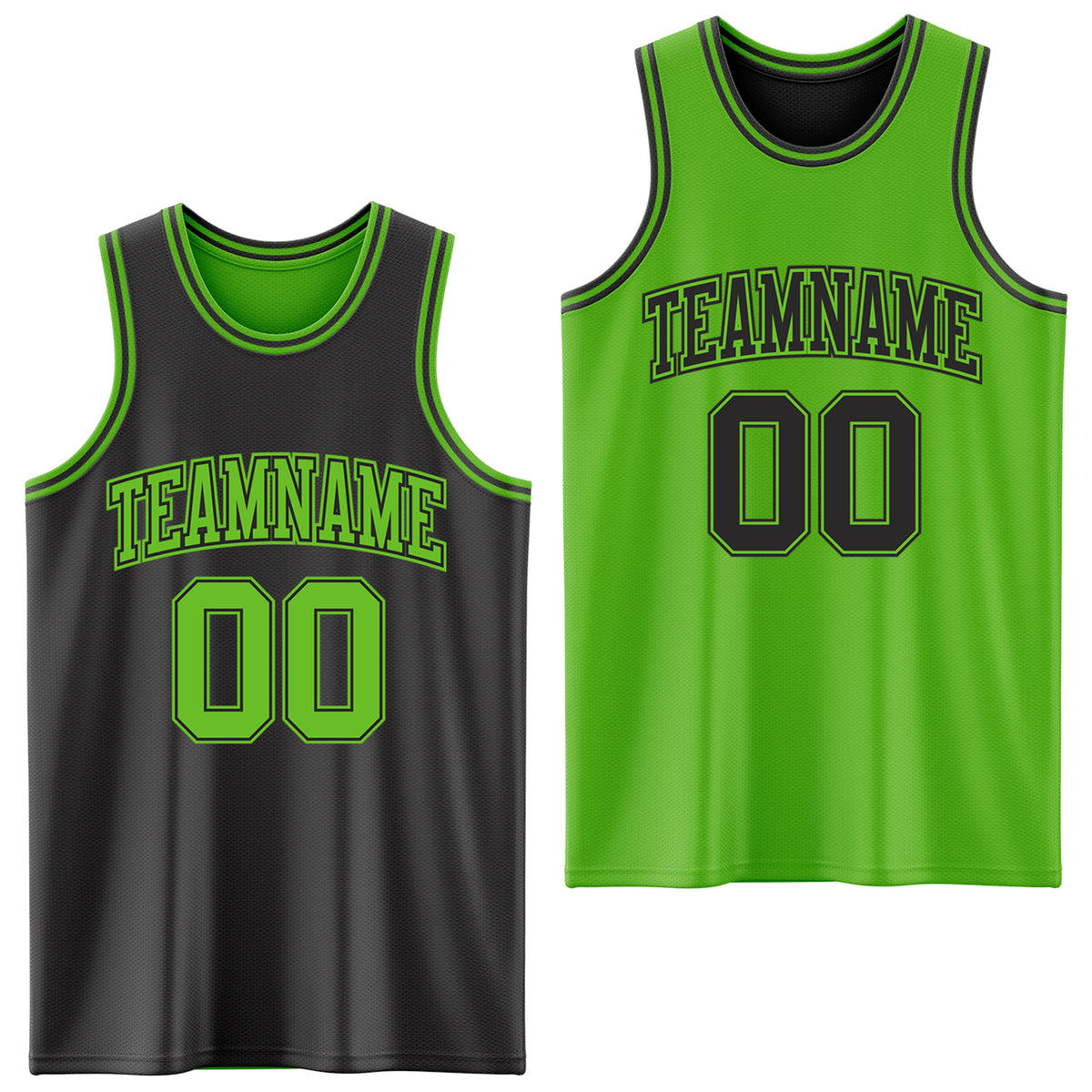 Custom Reversible Black Aurora Green Double Side Authentic Basketball ...