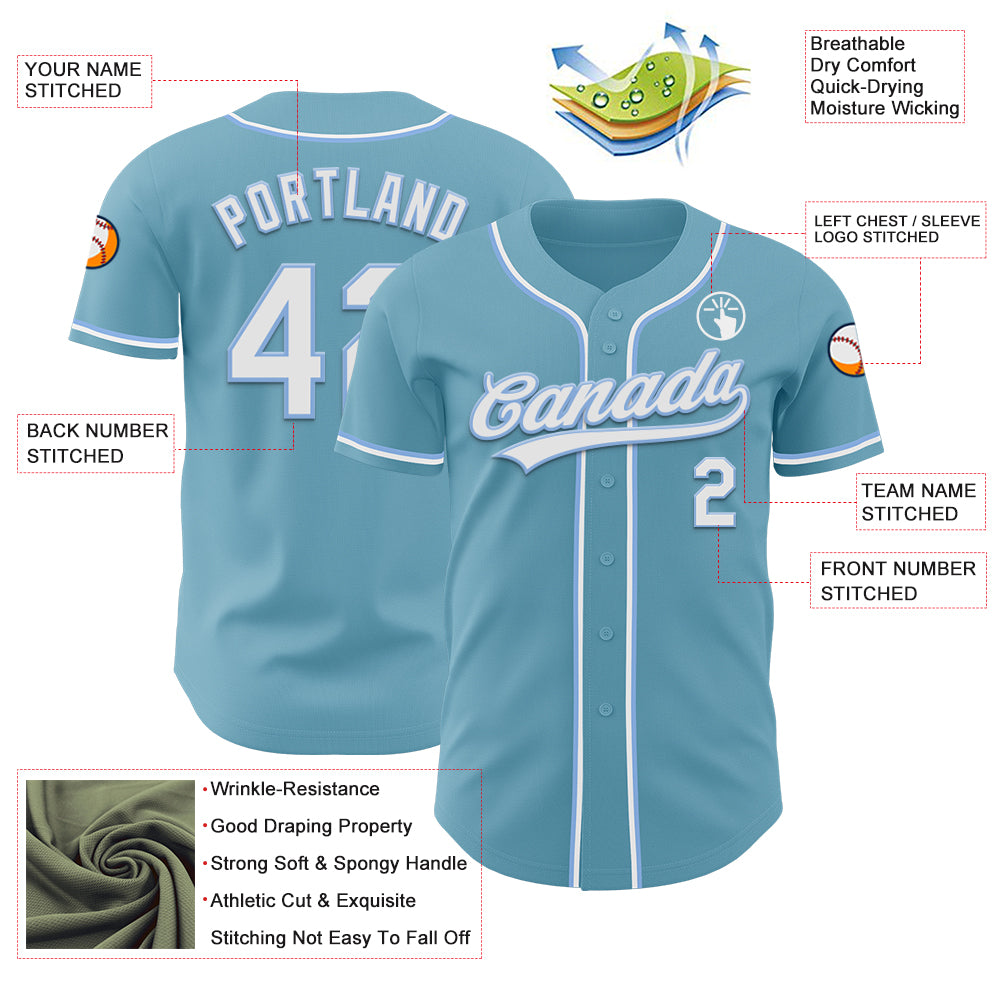 Custom Shadow Blue White-Light Blue Authentic Baseball Jersey Free ...