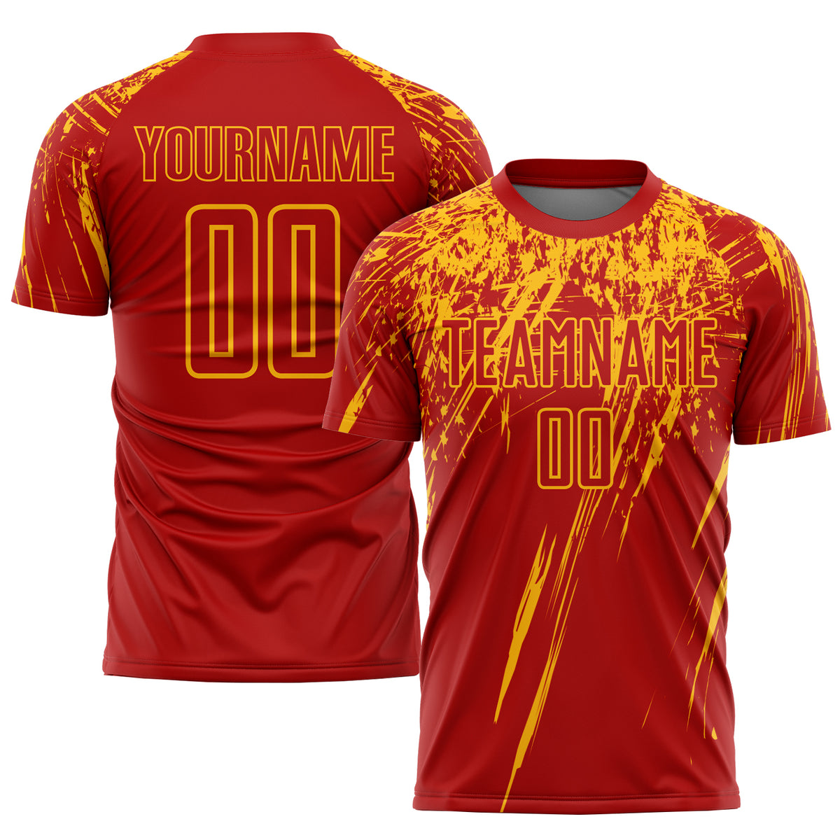 Custom Red Gold Sublimation Soccer Uniform Jersey Free Shipping – Fiitg