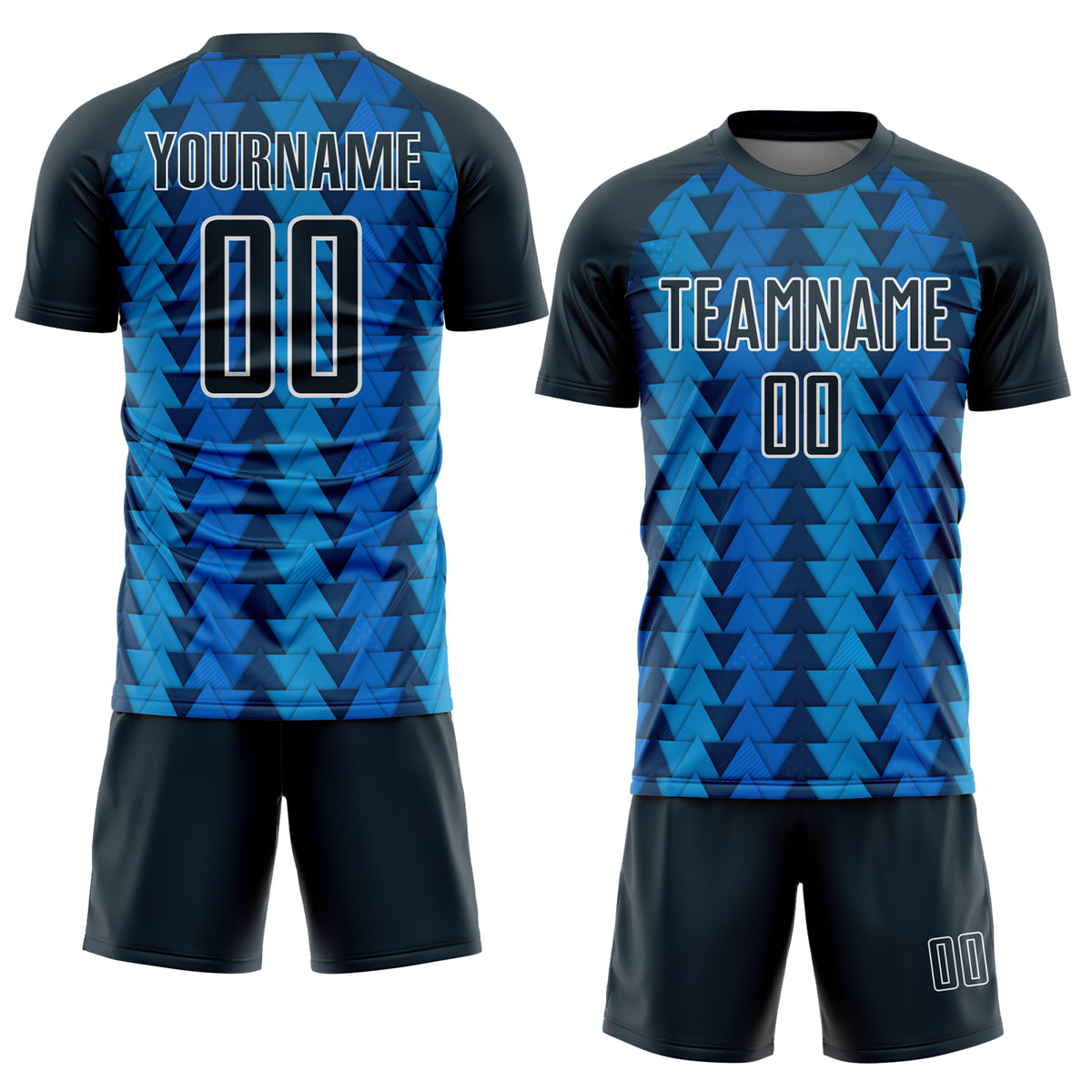 Custom US Navy Blue Navy-White Triangle Shapes Sublimation Soccer ...