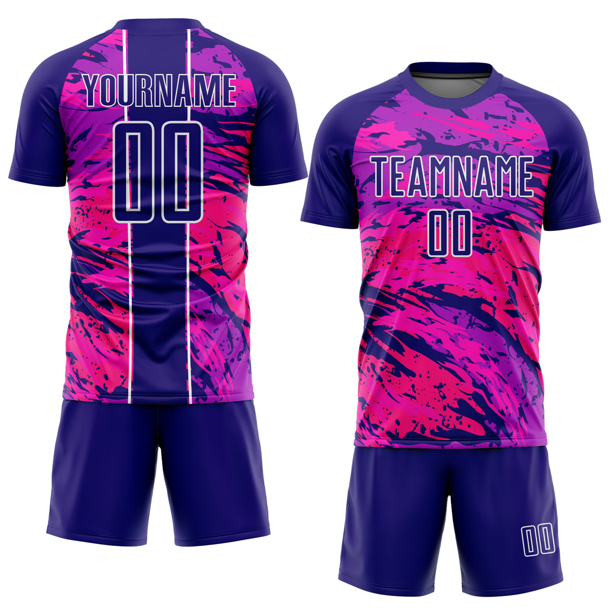 Custom Purple Hot Pink-White Abstract Fluid Sublimation Soccer Uniform ...