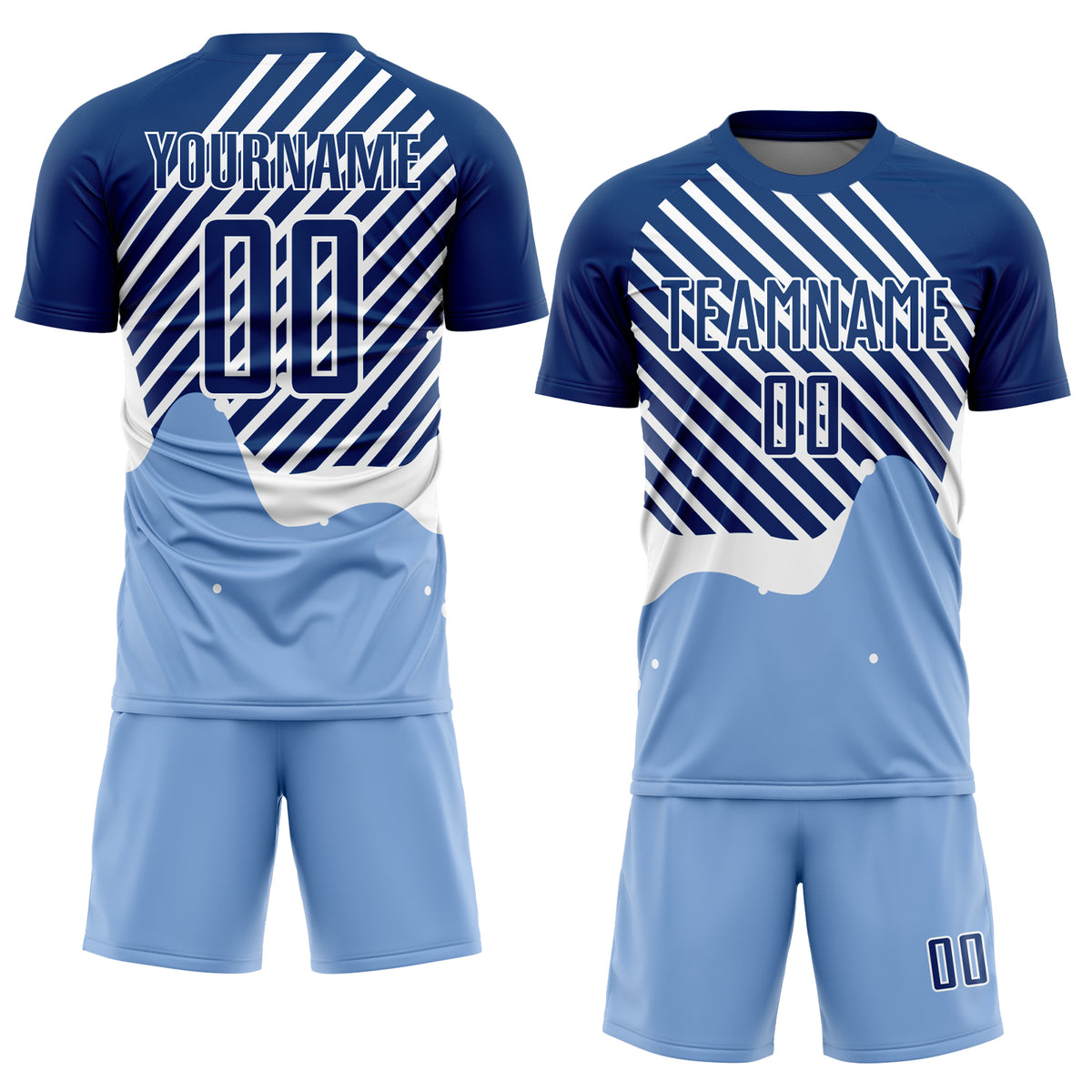 Custom Light Blue Royal-White Lines Sublimation Soccer Uniform Jersey ...