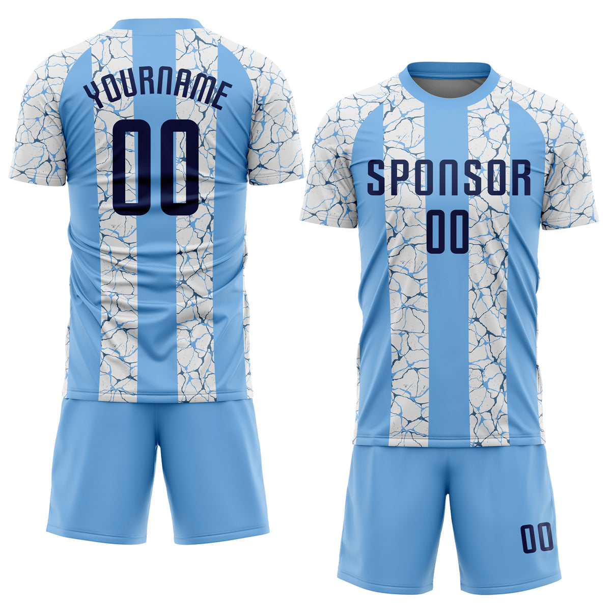 Custom Light Blue Navy-White Sublimation Soccer Uniform Jersey Free ...
