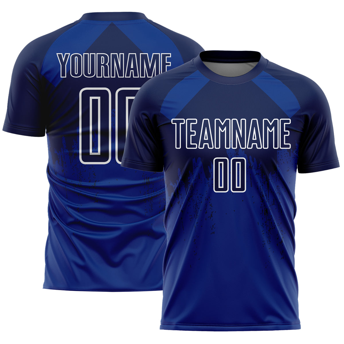 Custom Royal Navy-White Dripping Splatter Art Sublimation Soccer ...