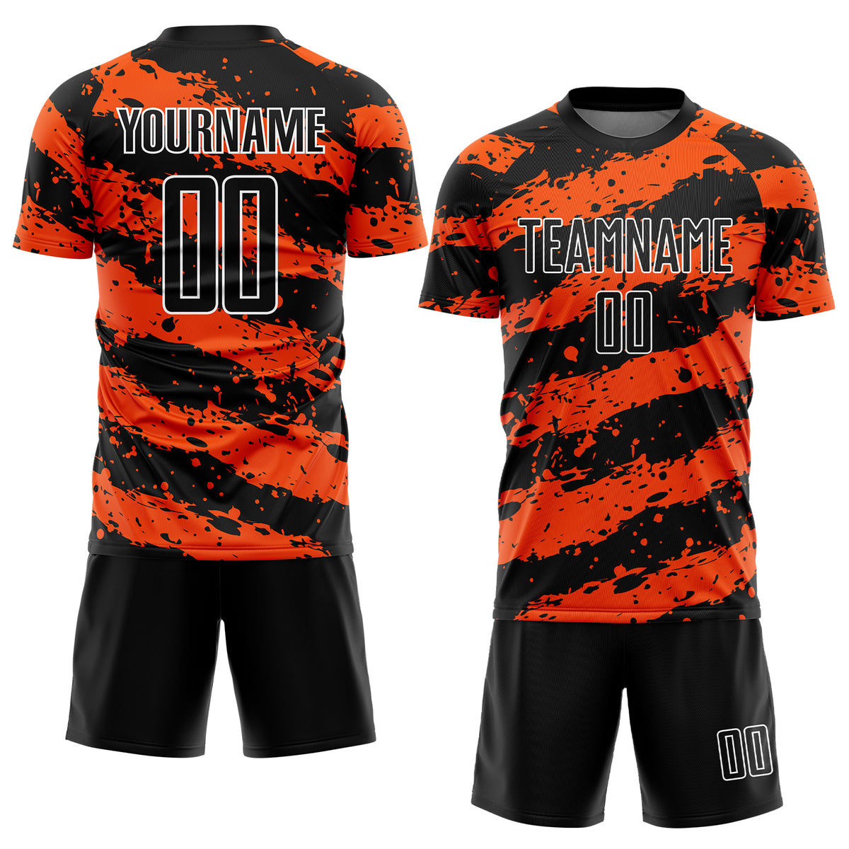 Custom Black Orange-White Splash Sublimation Soccer Uniform Jersey Free ...