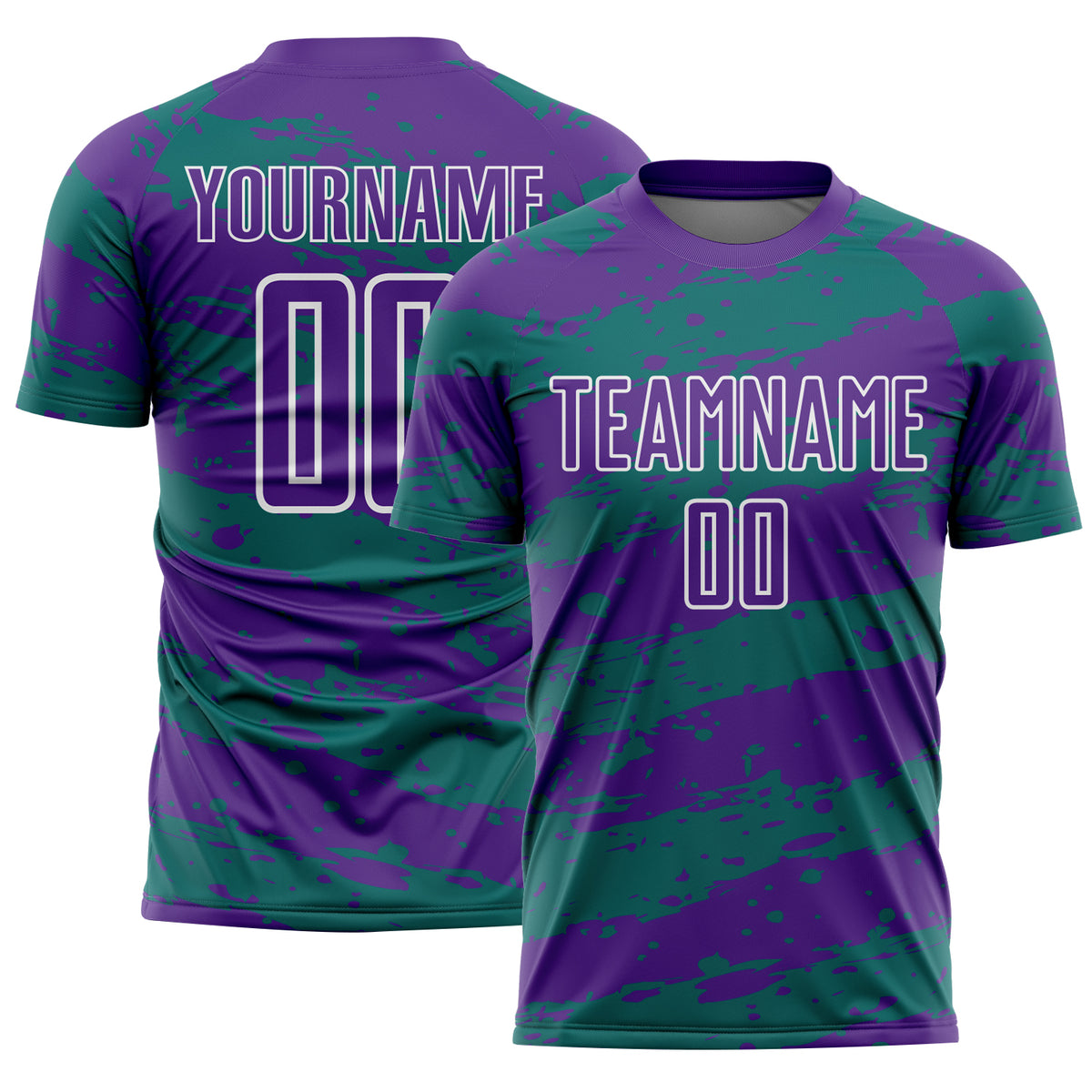 Custom Purple Teal-White Splash Sublimation Soccer Uniform Jersey Free ...