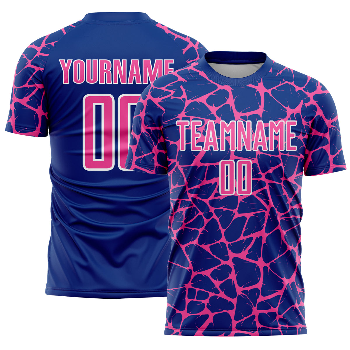 Custom Royal Pink-White Abstract Network Splash Sublimation Soccer ...