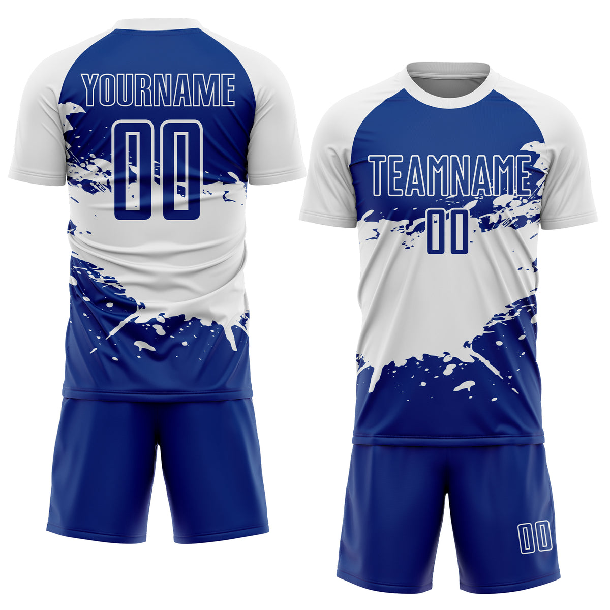 Custom Royal White Splash Sublimation Soccer Uniform Jersey Free ...