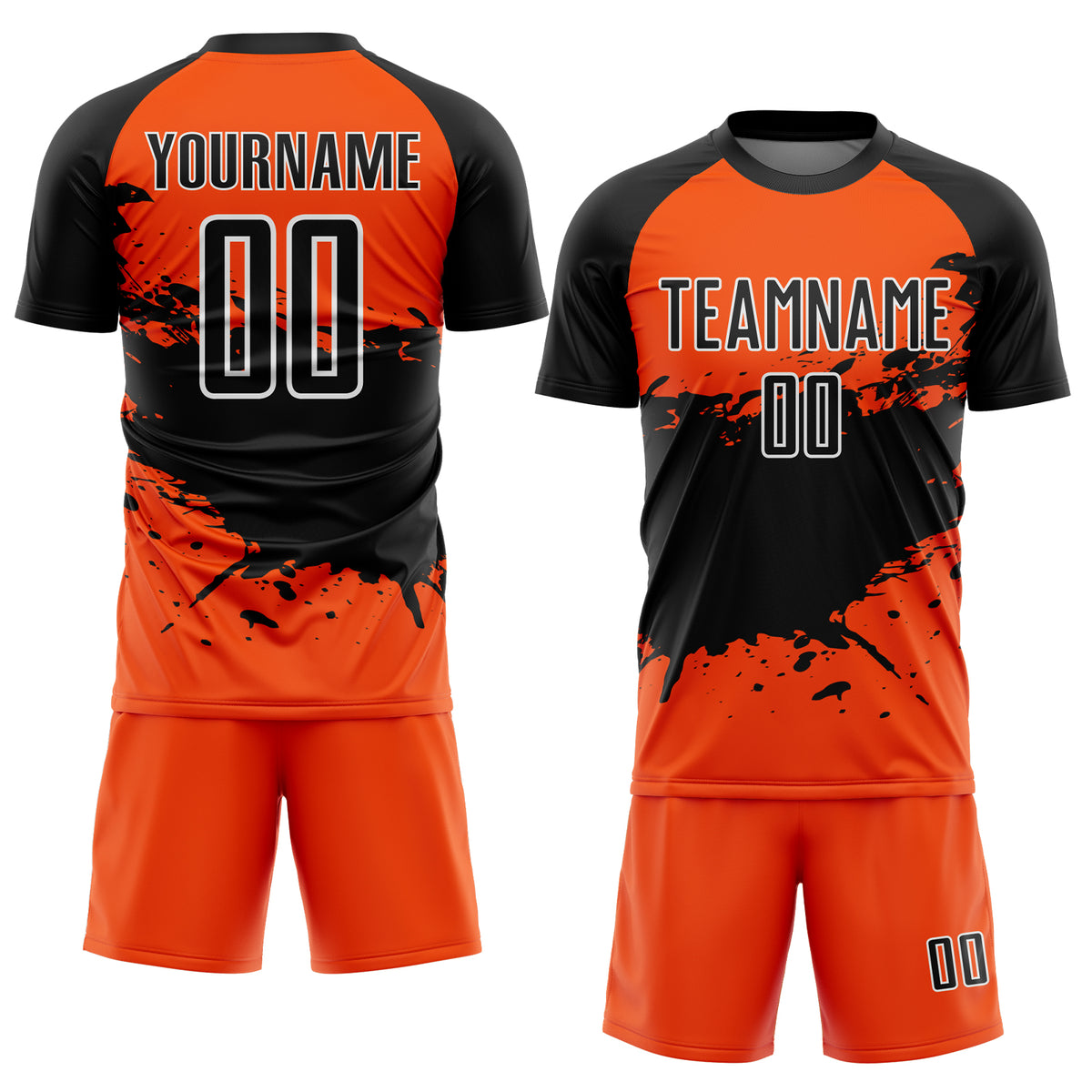 Custom Orange Black-White Splash Sublimation Soccer Uniform Jersey Free ...