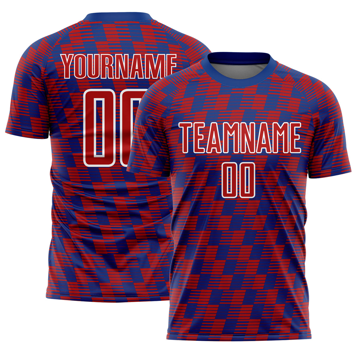 Custom Royal Red-White Line Sublimation Soccer Uniform Jersey Free ...