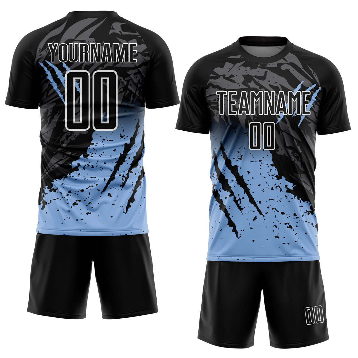 Custom Black Light Blue-White Gradient Scratch Splash Sublimation ...