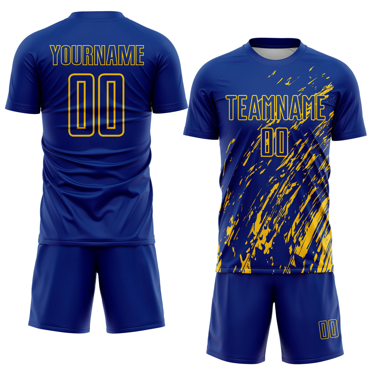 Custom Royal Yellow Splash Sublimation Soccer Uniform Jersey Free ...