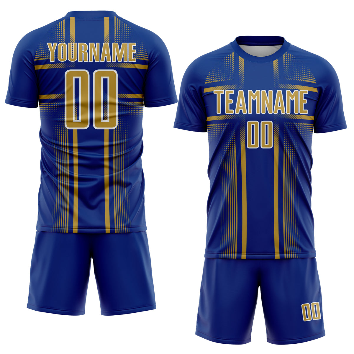 Custom Lines Sublimation Soccer Uniform Jersey Royal Old Gold White – Fiitg