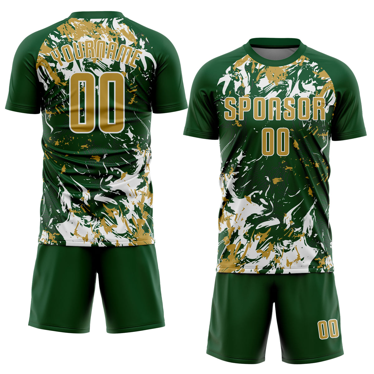 Custom Fluid Art Splash Sublimation Soccer Uniform Jersey Green Old ...