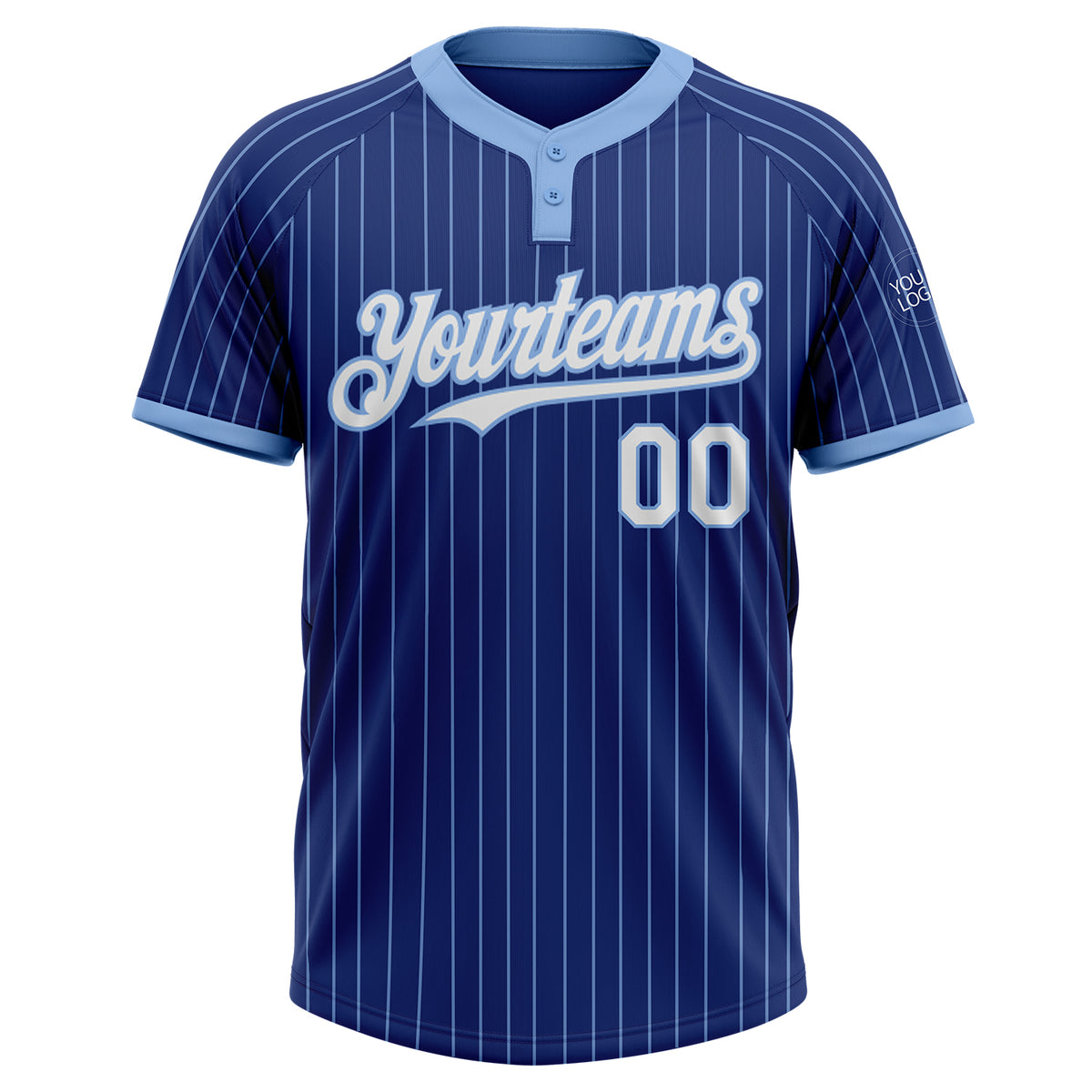 Custom Royal Light Blue Pinstripe White Two-Button Unisex Softball ...
